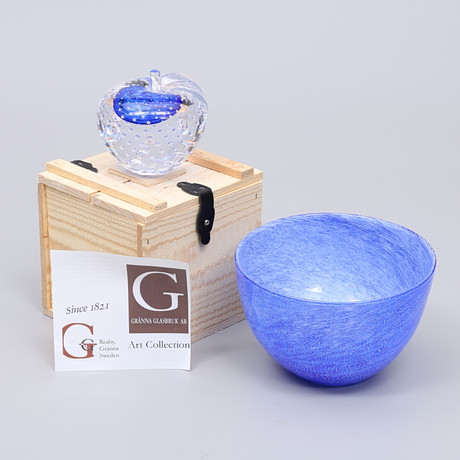 KONSTGLAS, 2 delar, Germano Padoan, Gränna Glasbruk, 2000-tal. Glas ...