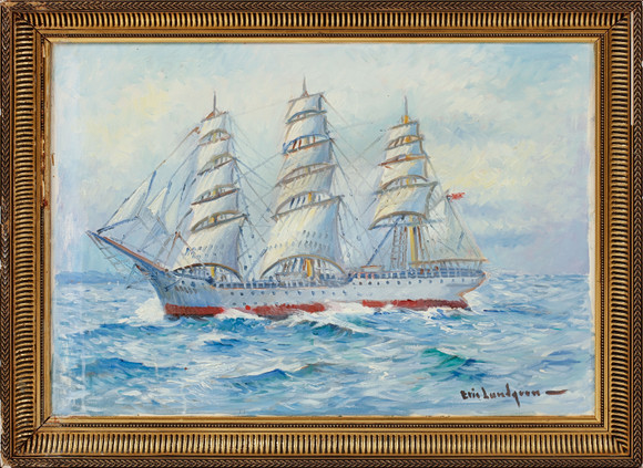 ERIC LUNDGREN. "Dar Pomorza", olja på duk, signerad. Konst - Måleri ...