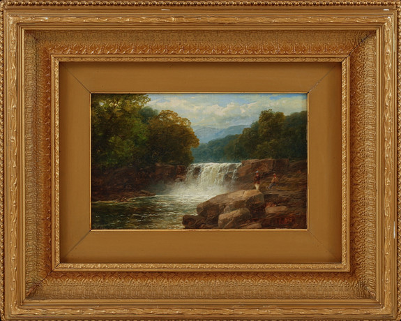 JOHN BRANDON SMITH. Tillskriven. Figurer vid vattenfall, olja på duk ...