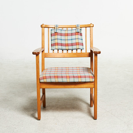 YNGVE EKSTRÖM. STOL, för Swedese, furu, dynor med textil klädsel ...