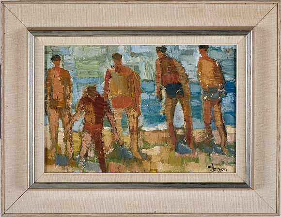 OLLE LARSSON (FÖDD 1926. "Bath beach Grand du Roi, signed, oil on ...