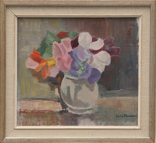 SVEN PERSSON. OLJA på duk, blommotiv, signerad, 1900-tal. Konst ...