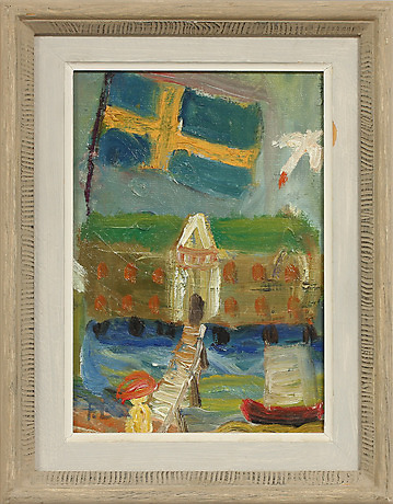 FRANS LARSSON. "Skara", oil on Board, monogram signed. Art - Paintings - Auctionet