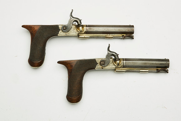 BLOCK PISTOLS, 1 pair, British, mid 1800s. Weapons & Militaria - Guns ...