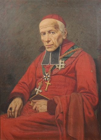 JULES DAISAY. Porträtt av kardinal, signerad och daterad 1884, olja på ...