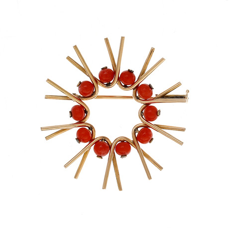 Brosch i guld och korall, omkring 1960. Smycken & Ädelstenar - Broscher ...
