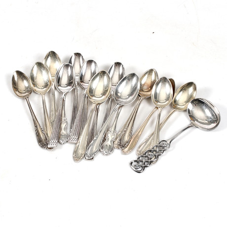 COFFEE SPOONS, 19 pcs, silver, mostly, CGH, Gross weight 250 grams ...