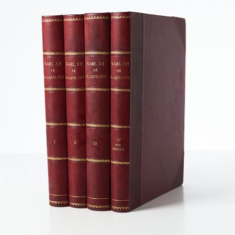 KARL XII PÅ SLAGFÄLTET, 4 volymer + atlasdel. Böcker, Kartor ...