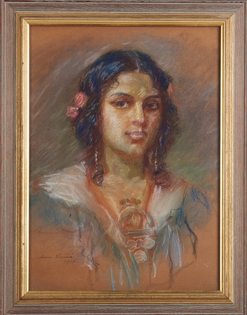 ANNA CRAMÉR (1857-1941). Female portrait, pastel on paper, signed and ...