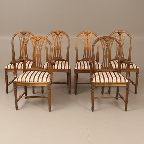 STOLAR, 6 stycken, "axet", gustaviansk stil, 1900-tal. Möbler ...