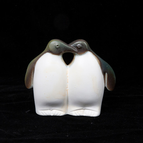 LISA LARSON. figurine, "Penguins", stoneware, from the Noah's Ark ...