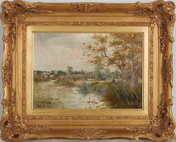 SIDNEY PIKE (1862-1922). River landscape, oil on canvas, signed. Art ...