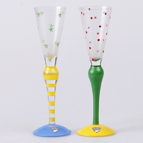 SNAPSGLAS, 2 pcs. "Clown", Anne Nilsson, Orrefors. Glass - Tableware ...