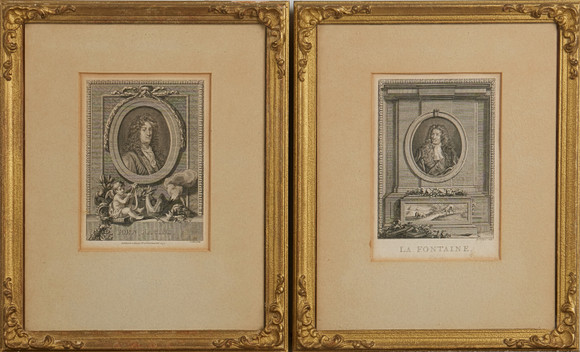 Engravings by Joseph Collyer, a pair, depicting Jean de la Fontaine and ...