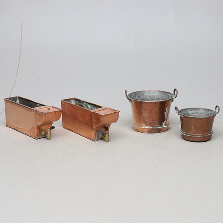 KOPPARFÖREMÅL, 4 delar, 1800-/1900-tal. Silver & Metall - Tenn, Mässing ...