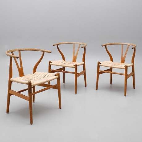 HANS J WEGNER. "Y-STOLEN", stolar, tre stycken, 1900-talets andra hälft ...