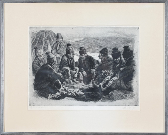 EMIL ÅBERG. "Lappar som rådslår", etsning, signerad. Konst - Grafik ...