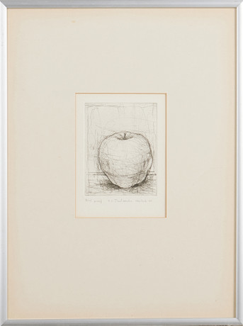 PER GUNNAR THELANDER. Apple signed and dated New York 80, etching. Art ...