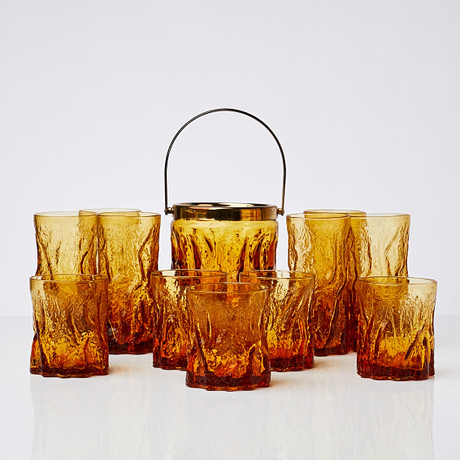 GEOFFREY BAXTER. Glass, 12 pieces, Whitefriars Knobbly. Glass - Utility ...