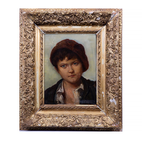 FELIX STONE MOSCHELES (1833-1917). Boy portrait, oil on canvas, signed ...