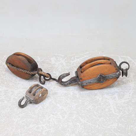 TALJA/BLOCK, 3 st, 1800-/1900-tal. Samlarföremål - Teknika & Nautika ...