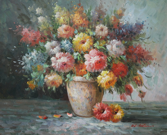 WALTER ADAMS. Oil on canvas, floral still life, signed W. Adams. Art ...