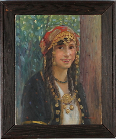 AXEL LINUS. Woman portrait, oil on canvas, signed. Art - Paintings ...