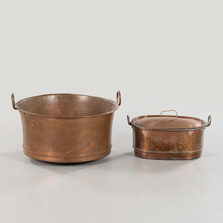 BALJA SAMT GRYTA MED LOCK, koppar, 18/1900-tal. Silver & Metall - Tenn ...