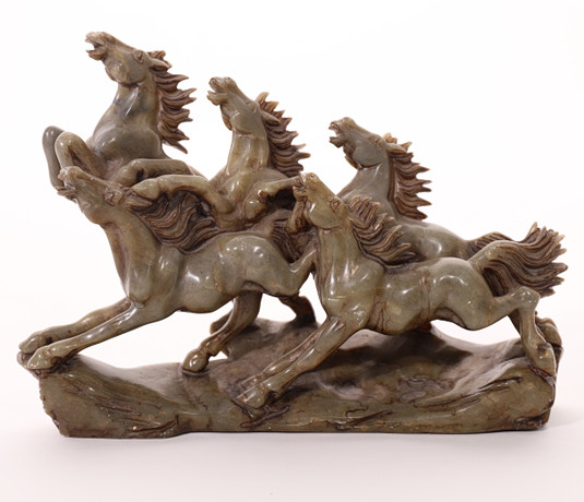 CHINESE SCHOOL, Galloping horses, hard stone, mid-20th century ...
