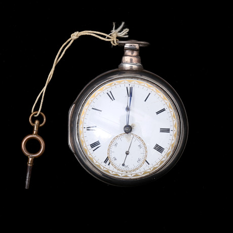 SPINDLE CLOCK, casing and case in silver, 151.7 grams, England, 18th ...