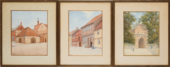 KNUT BECKEMAN (1851-1943). motiv från Halmstad bl a Hamngatan 11 år ...