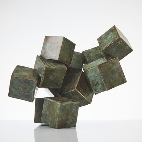 ANDREAS WARGENBRANT. Skulptur, "The Cubes", grönpatinerad brons, brickmärkt 8/99. Konst ...
