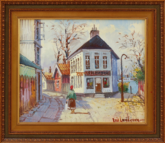 ERIC LUNDGREN. Stadsbild från Göteborg, olja på duk, signerad. Konst ...