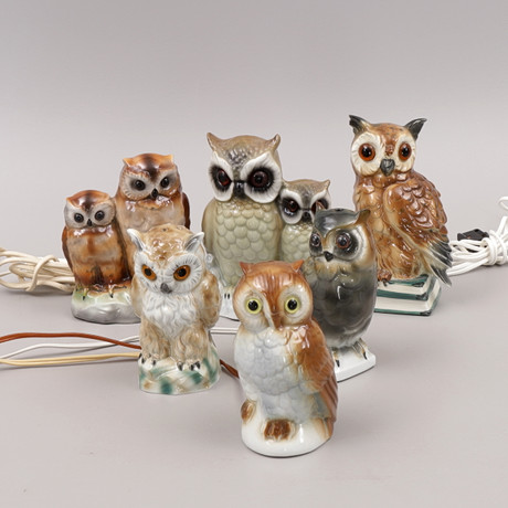 BORDSLAMPOR, 6 st, ugglor, porslin. Belysning & Lampor - Bordslampor ...