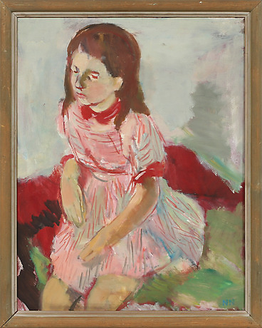 NILS NILSSON (1901-1949). Portrait of daughter Brita. Oil on canvas ...