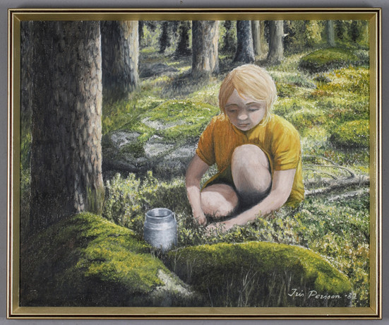 IRIS PERSSON. "The blueberry stand", oil on canvas, signed. Art ...