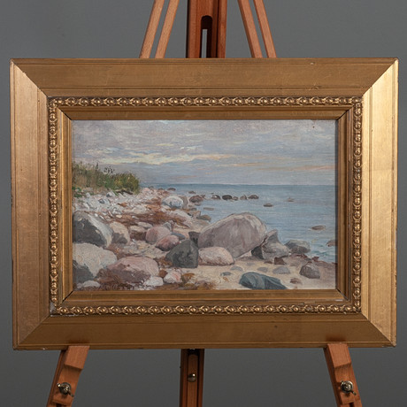 PETER ADOLF PERSSON (1862-1914). Öljy kankaalle, rannikkomaisema ...