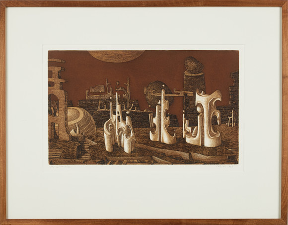 DIDIER MAZURU. Abstract landscape, signed dated Mazuru -89, color ...