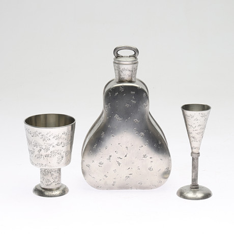 Pewter objects, 9 pieces, Skurdal Pewter, Norway, second half of the ...