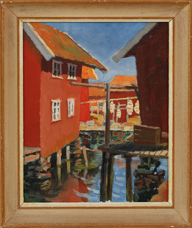 ÅKE BROVIK. Fishing huts, oil on canvas, signed. Art - Paintings ...