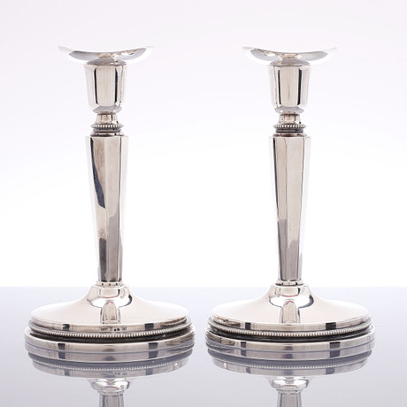 CANDLESTICKS, 1 pair, silver, Gustavian style, Markströms, Uppsala ...