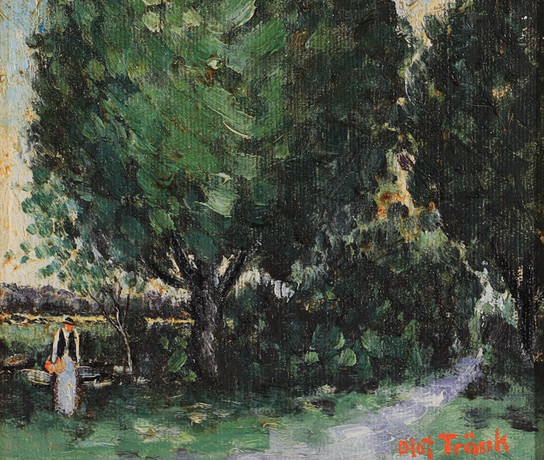 OLOF TRÄNK. Road by trees Öland, oil on Board, signed. Art - Paintings ...