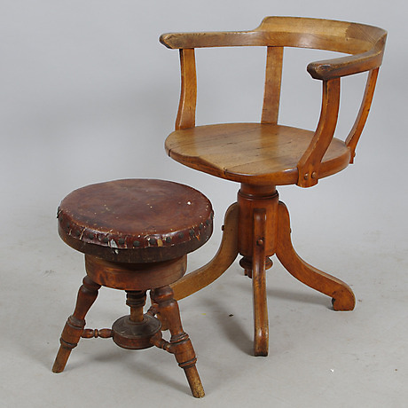 OFFICE CHAIR AND SPINNING PALL, oak, early 20th century. Furniture ...