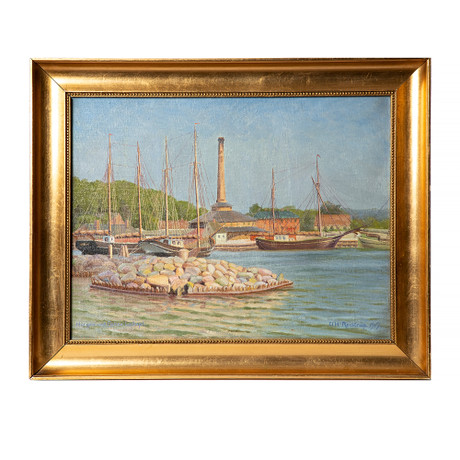 URBAN HANSEN TRAVEL GROUP (1893-1973). "Morning at...", oil on canvas ...