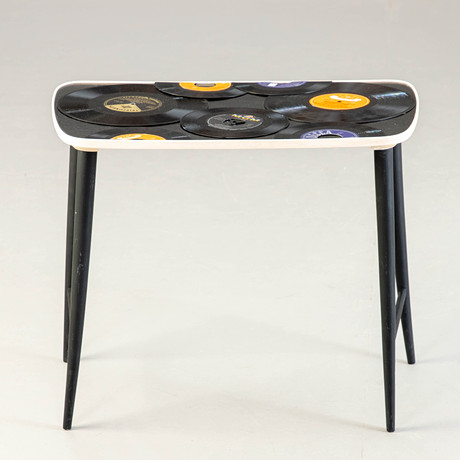 Mid - Century side table with incorporated records in the table top ...