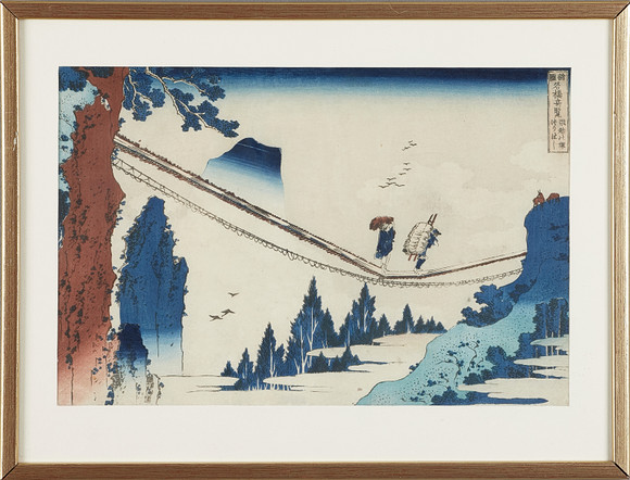 HOKUSAI, EFTER. The suspension bridge on the border between Hida and ...