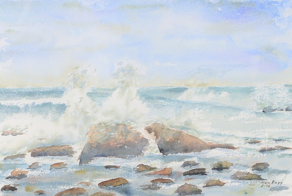 JAN RAPP. Kustparti, akvarell, signerad. Konst - Måleri - Auctionet