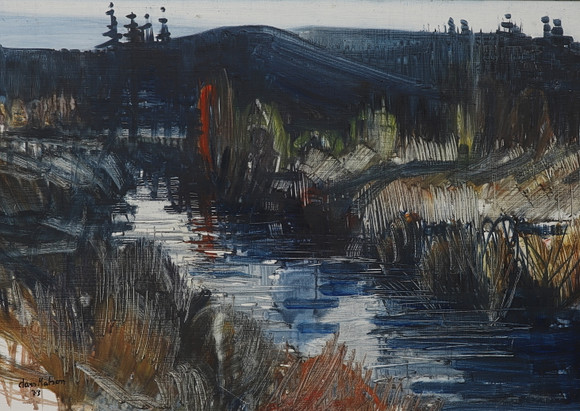 LARS MATSON. oil on Board, ''Night in June'', signed, dated -73. Art ...