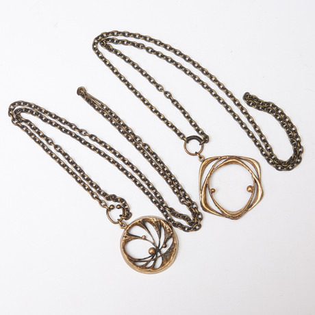 KARL LAINE. collier / pendants, 2 pcs, bronze, Spider Web, Finland ...