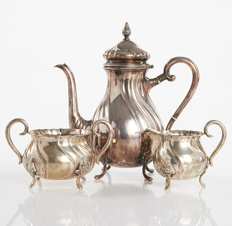 KAFFESERVIS, 3 derlar, Cohr, Heimburger. Silver & Metall - Silver ...